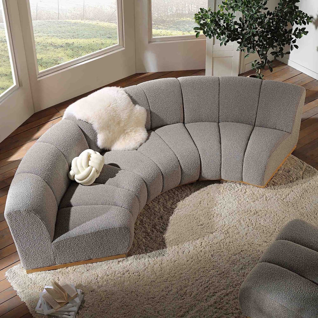 Granvia Taupe Boucle Sectional Sofa, 3-Seater Curved Sofa | daals.com