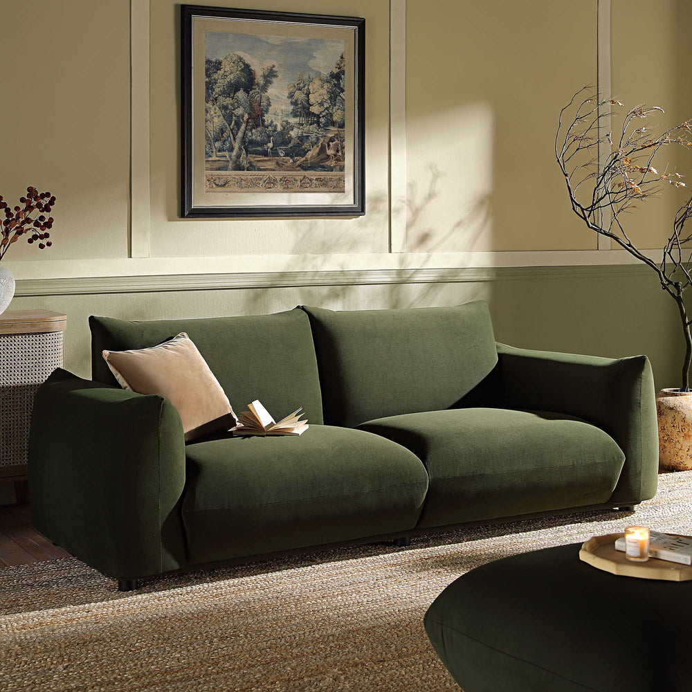 Gianni Three Seater Sofa, Moss Green Velvet | daals.com