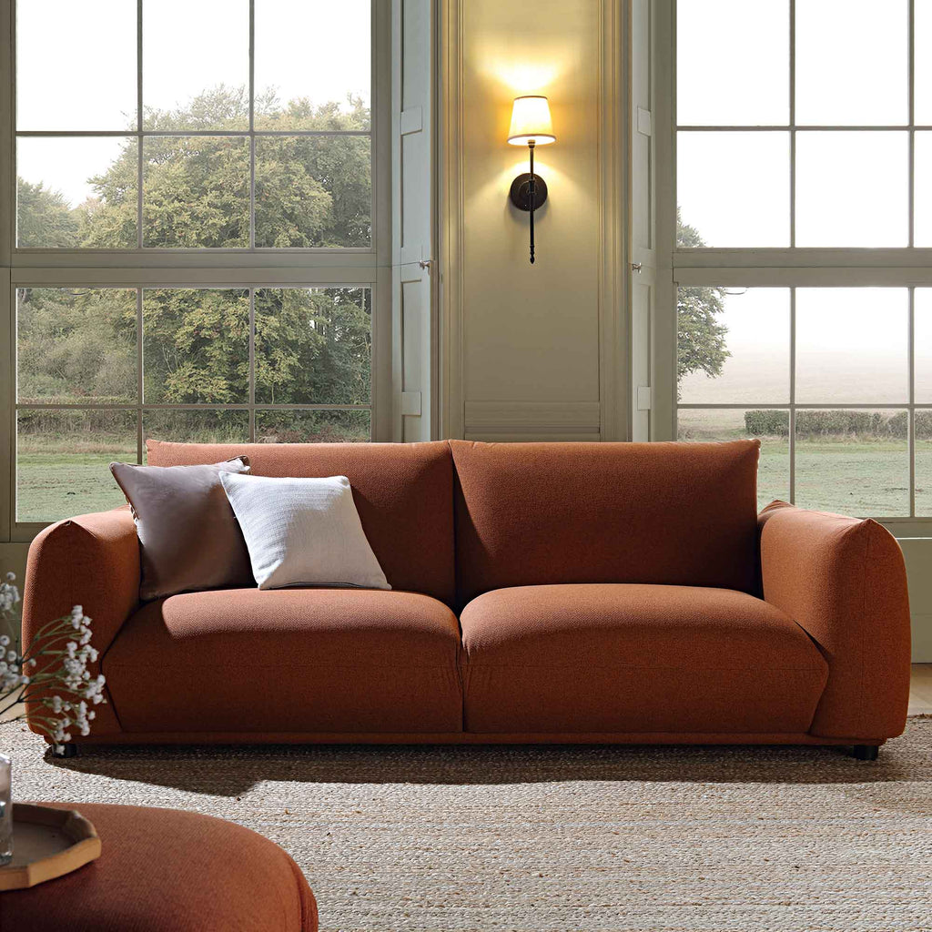 Gianni Three Seater Sofa, Terracotta Fabric | daals.com
