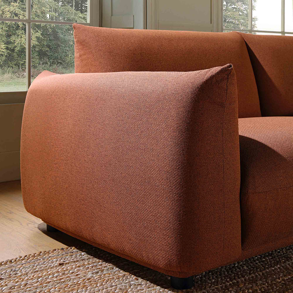 Gianni Three Seater Sofa, Terracotta Fabric | daals.com