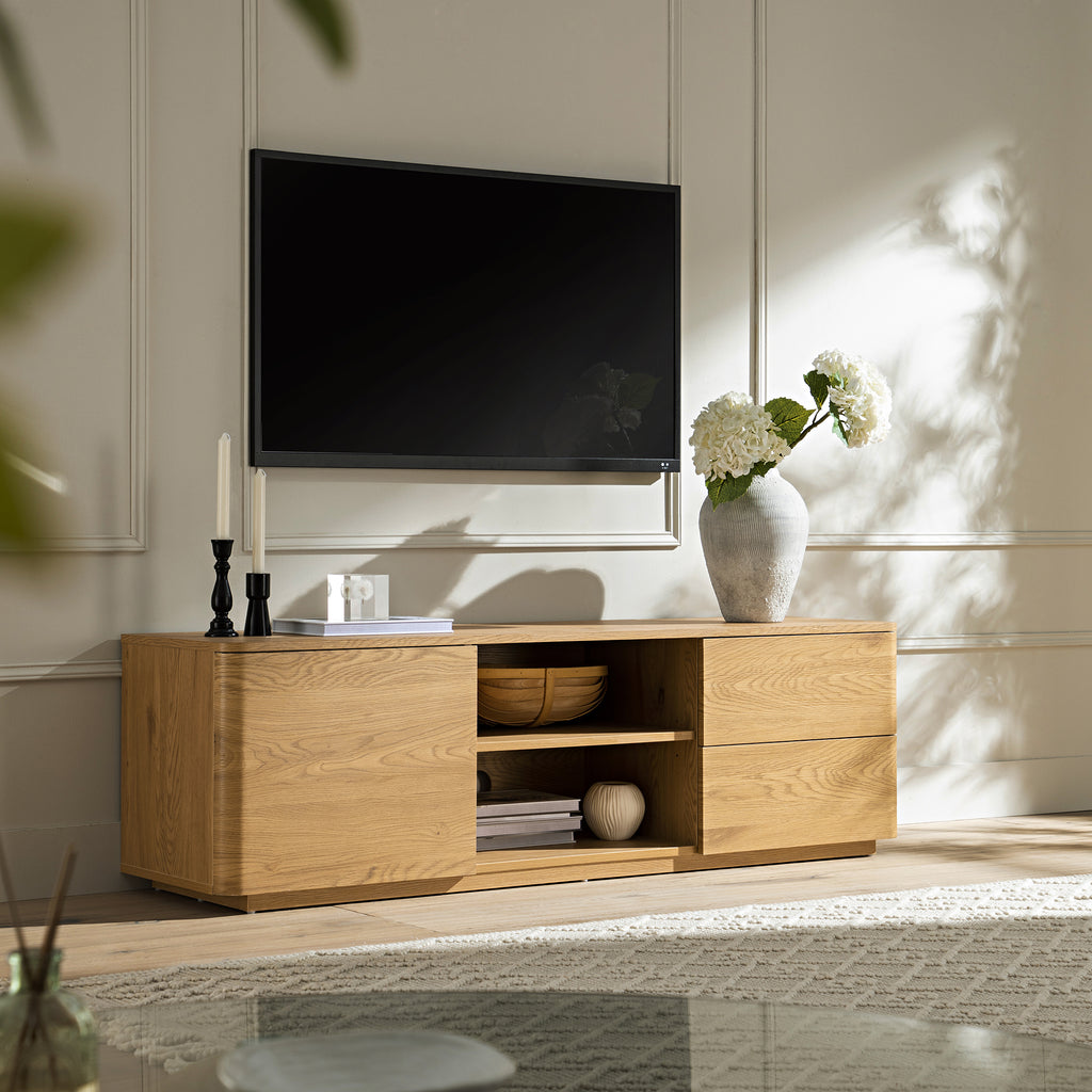 Agnes Curved Edge 59in. Wide TV Unit, Natural | daals.com