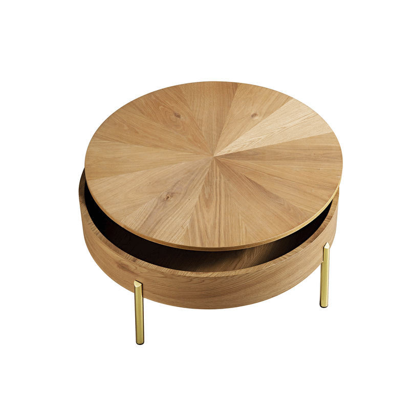 Bohdi Oak Round Rotating Coffee Table | daals.com