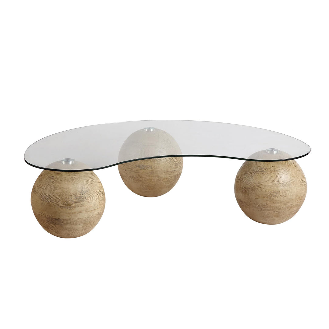 Sveti Curved Glass Coffee Table, Natural | daals.com
