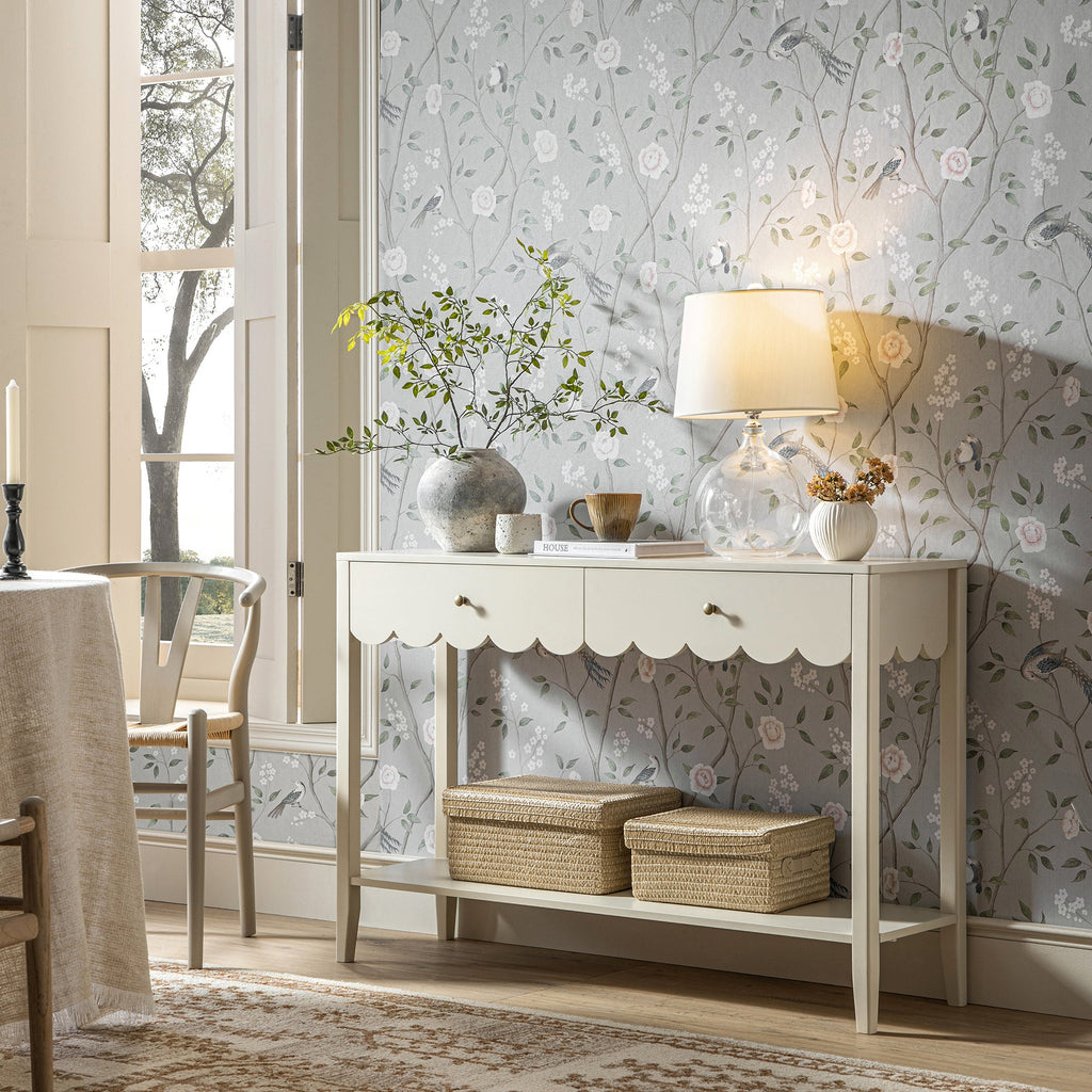 Henley Scalloped Edge Console Table, Light Sand | daals.com