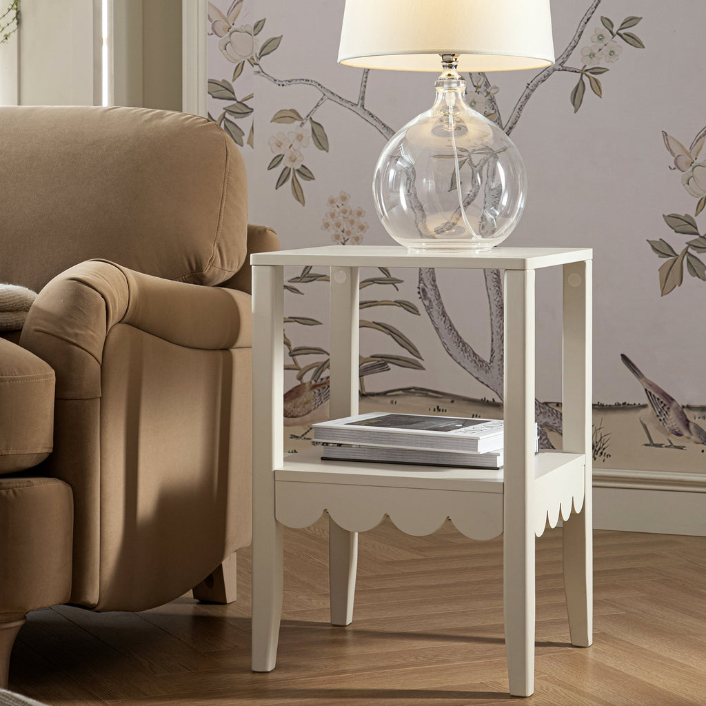 Henley Scalloped Edge Side Table, Light Sand | daals.com