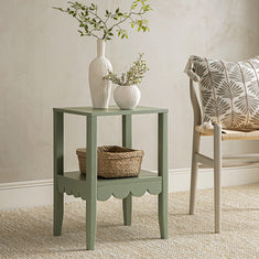 Henley Scalloped Edge Side Table, Sage Green | daals.com