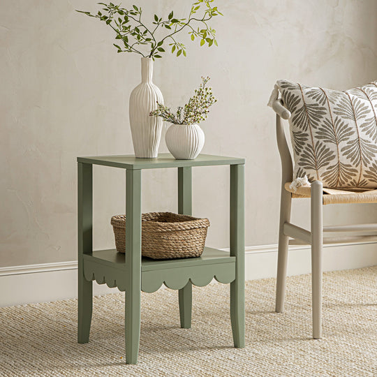 Henley Scalloped Edge Side Table, Sage Green | daals.com