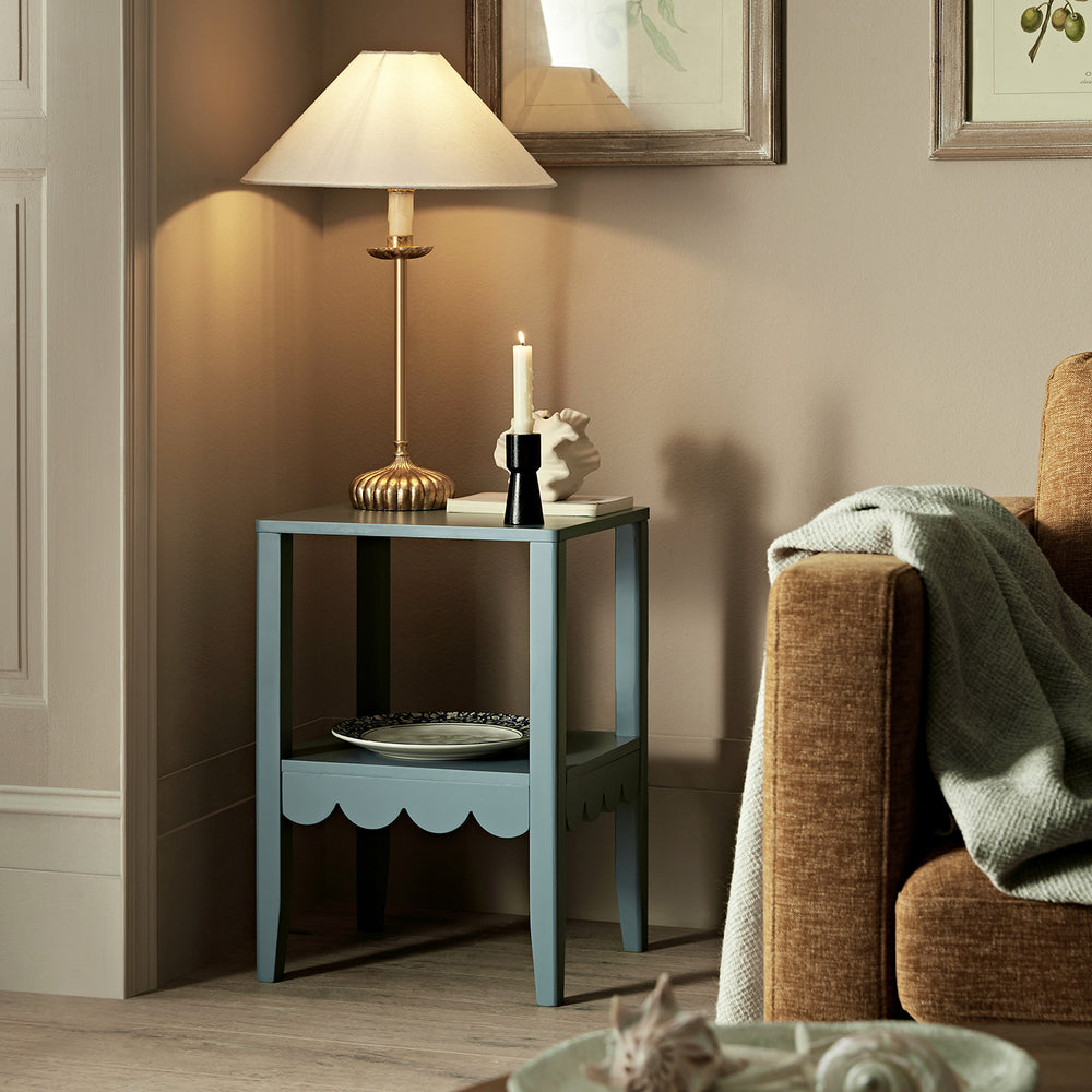 Henley Scalloped Edge Side Table, Blue Spruce | daals.com