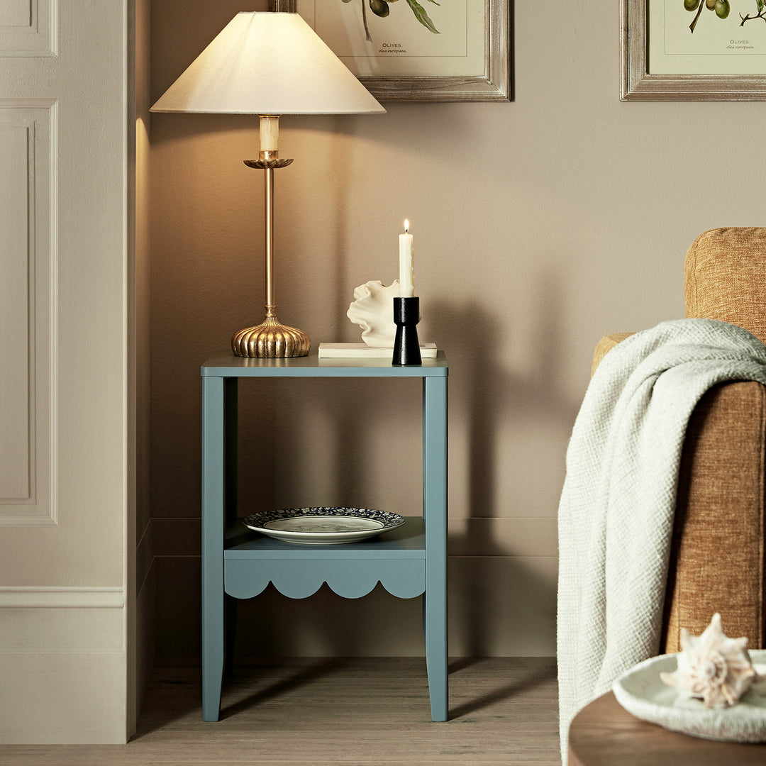 Henley Scalloped Edge Side Table, Blue Spruce | daals.com
