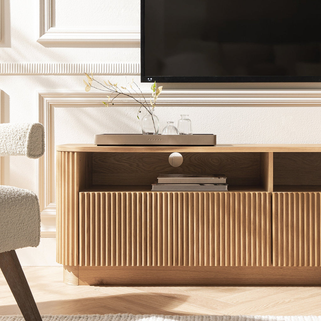Maru 64" Wide Media Unit with Drawers, Oak | daals.com