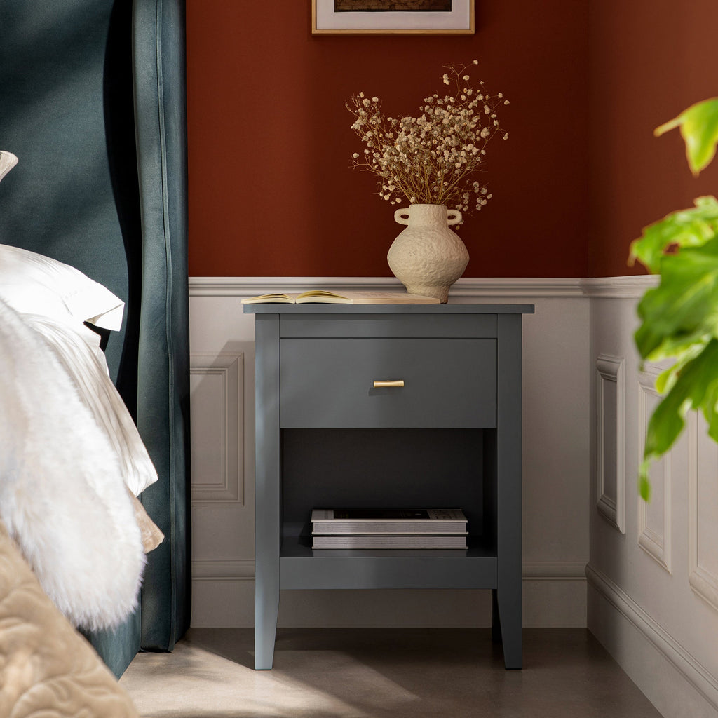 Oakham 1-Drawer Nightstand, Stormy Blue | daals.com