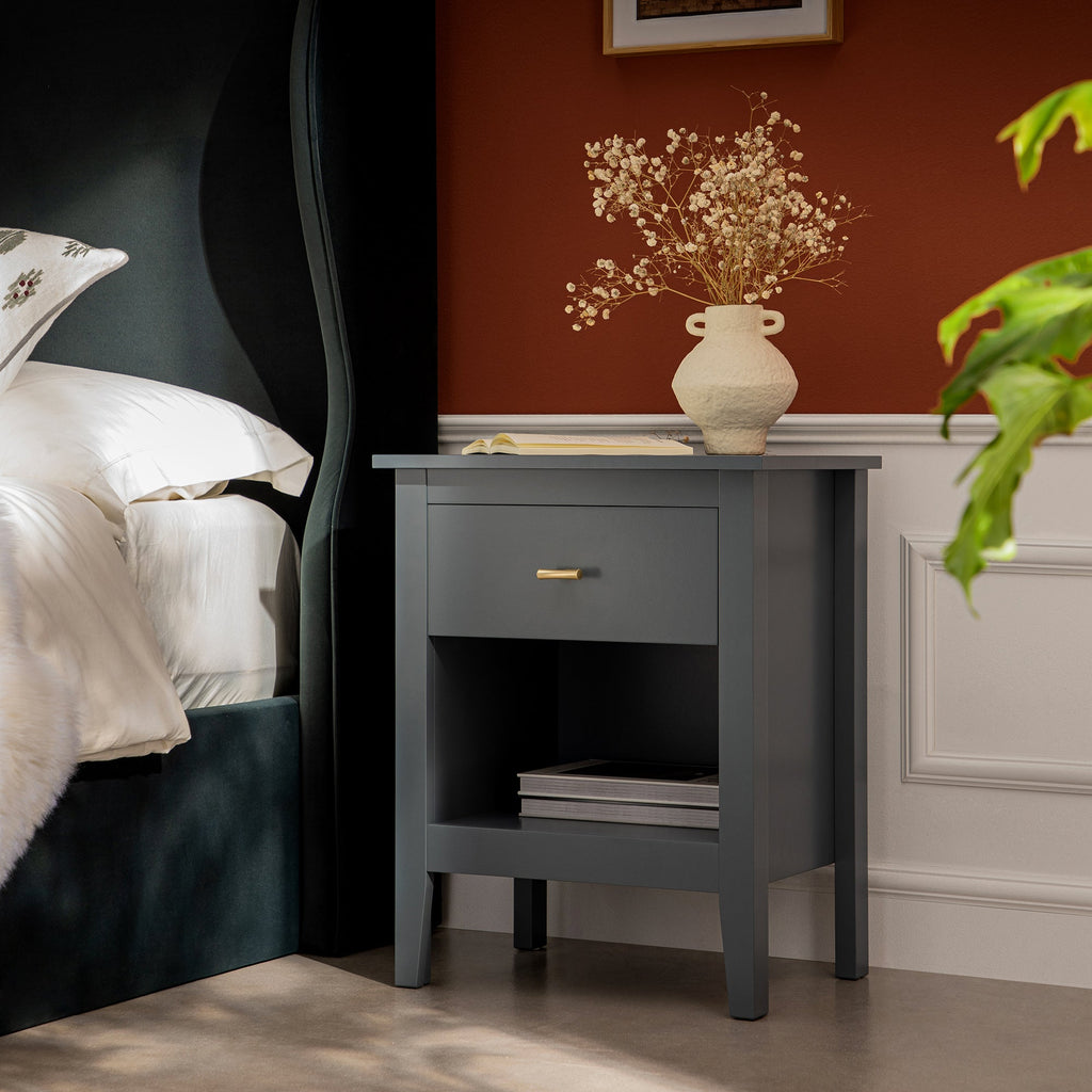Oakham 1-Drawer Nightstand, Stormy Blue | daals.com