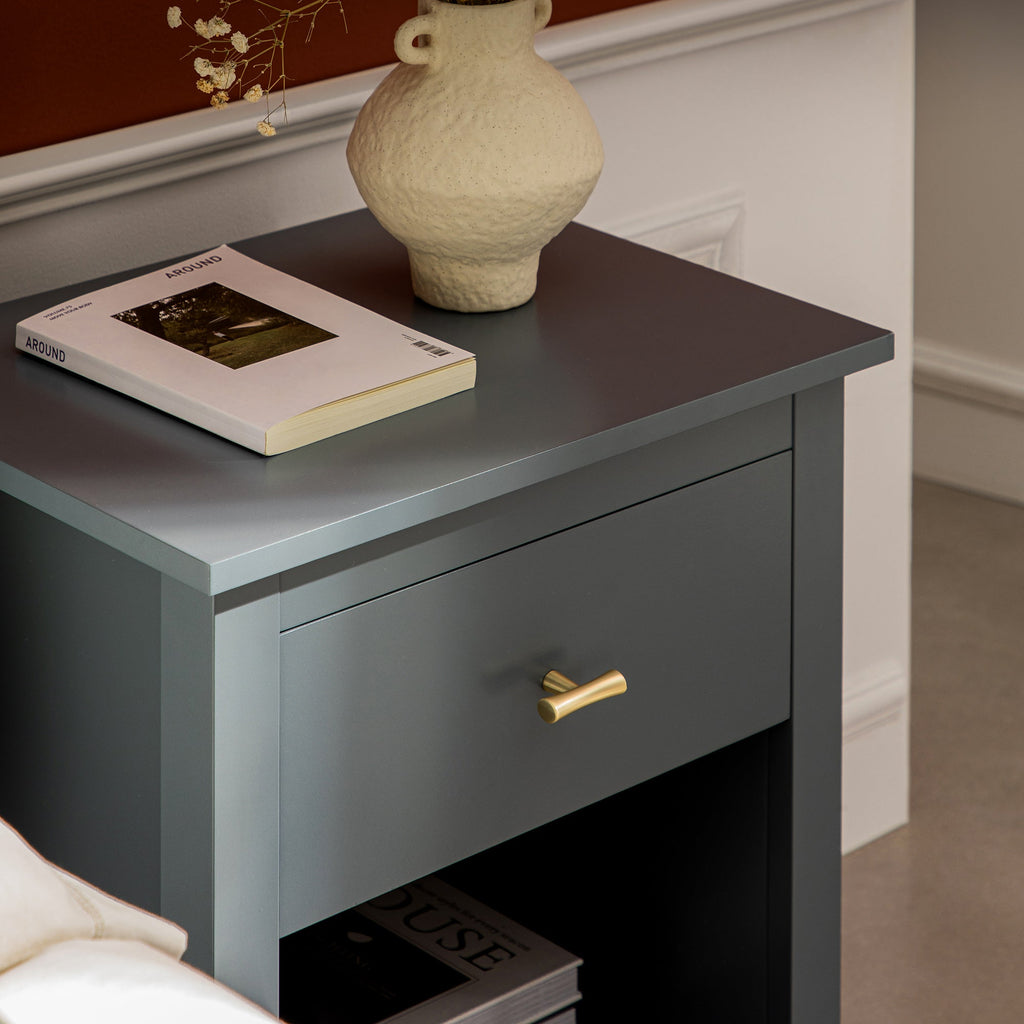 Oakham 1-Drawer Nightstand, Stormy Blue | daals.com