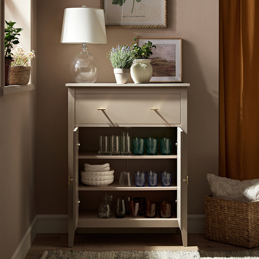 Oakham Small Sideboard with Drawer, Deep Greige | daals.com
