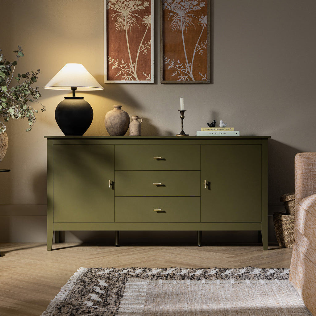 Oakham Wide Sideboard with Drawers, Olive Grove | daals.com
