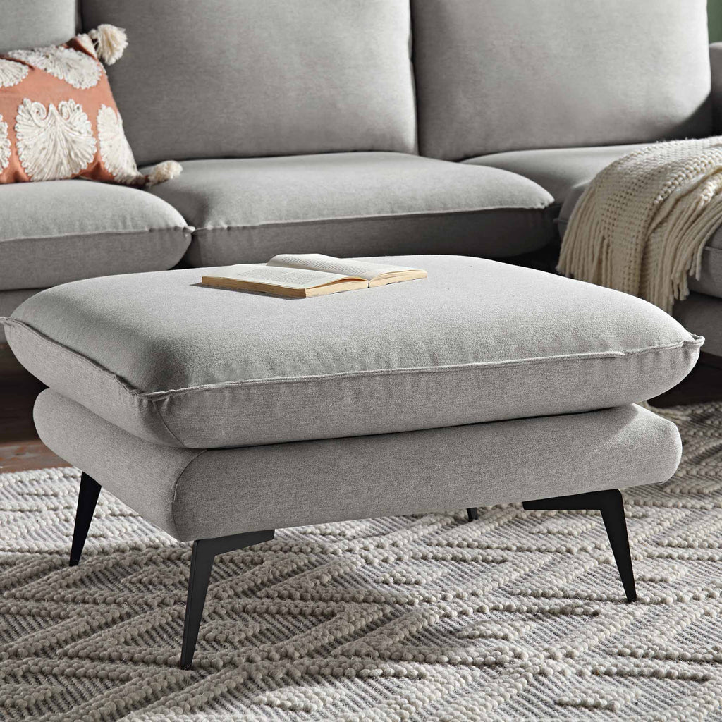 Obriel Gray Marl Fabric Footstool | daals.com