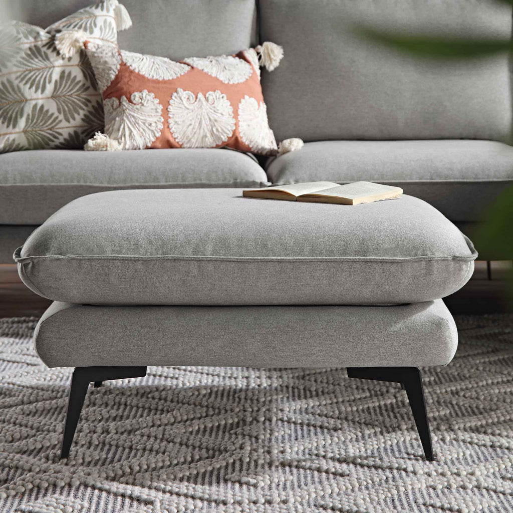 Obriel Gray Marl Fabric Footstool | daals.com