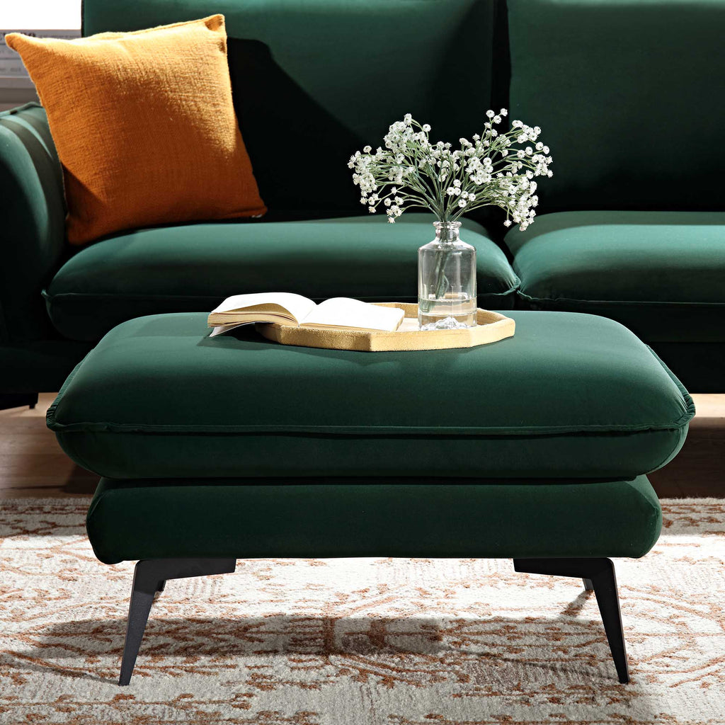 Obriel Forest Green Velvet Footstool | daals.com
