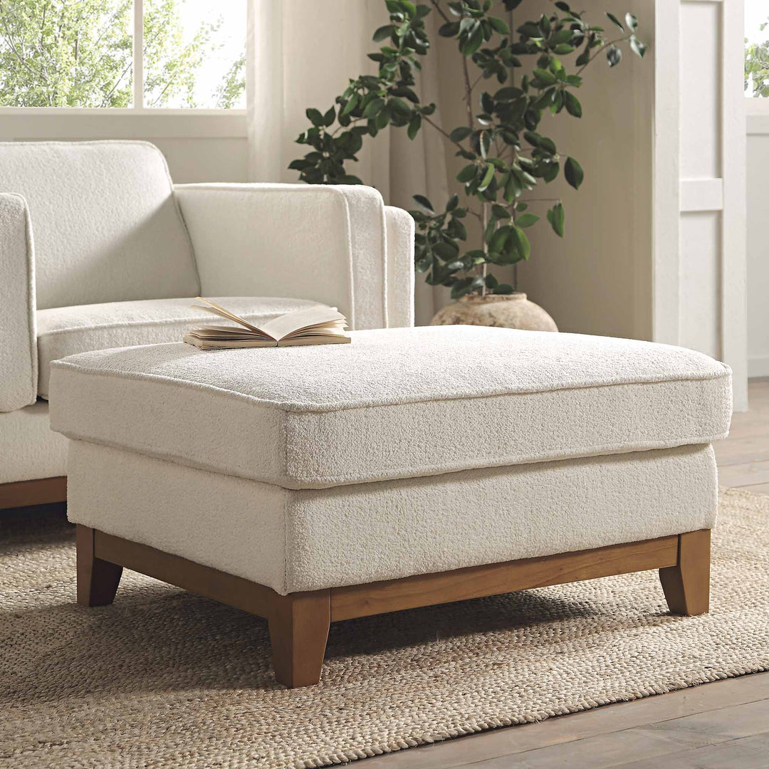Dipley Beige Boucle Fabric Storage Footstool | daals.com