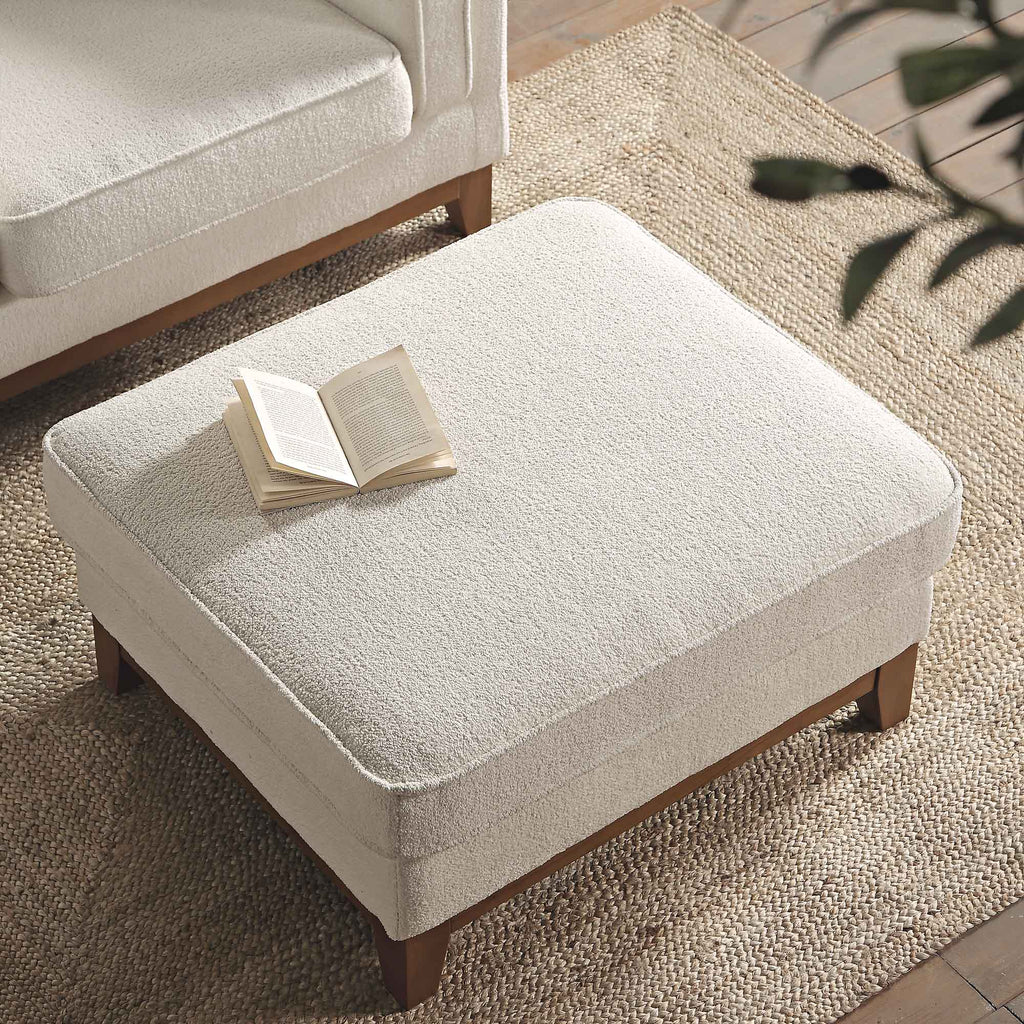 Dipley Beige Boucle Fabric Storage Footstool | daals.com