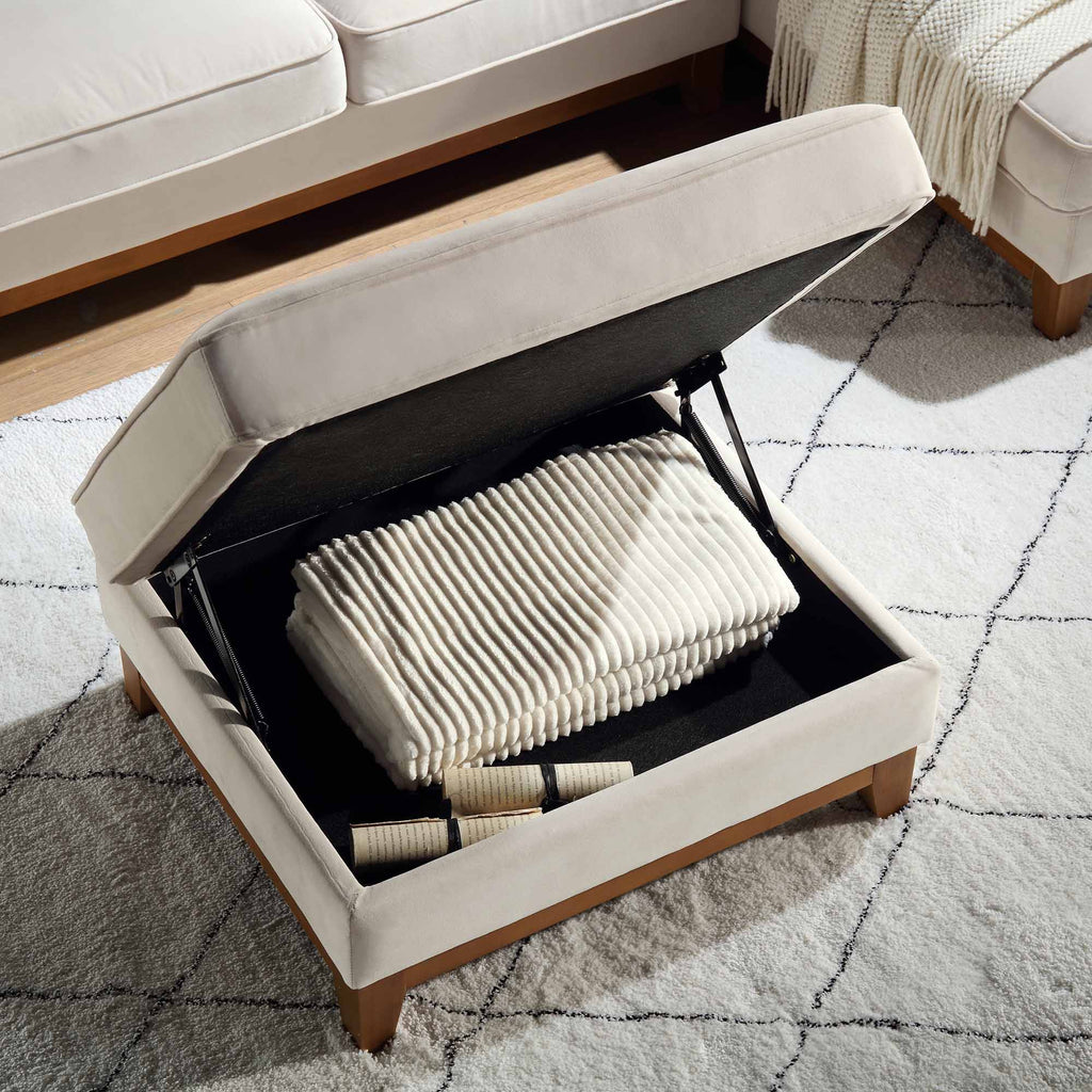 Dipley Champagne Velvet Storage Footstool | daals.com
