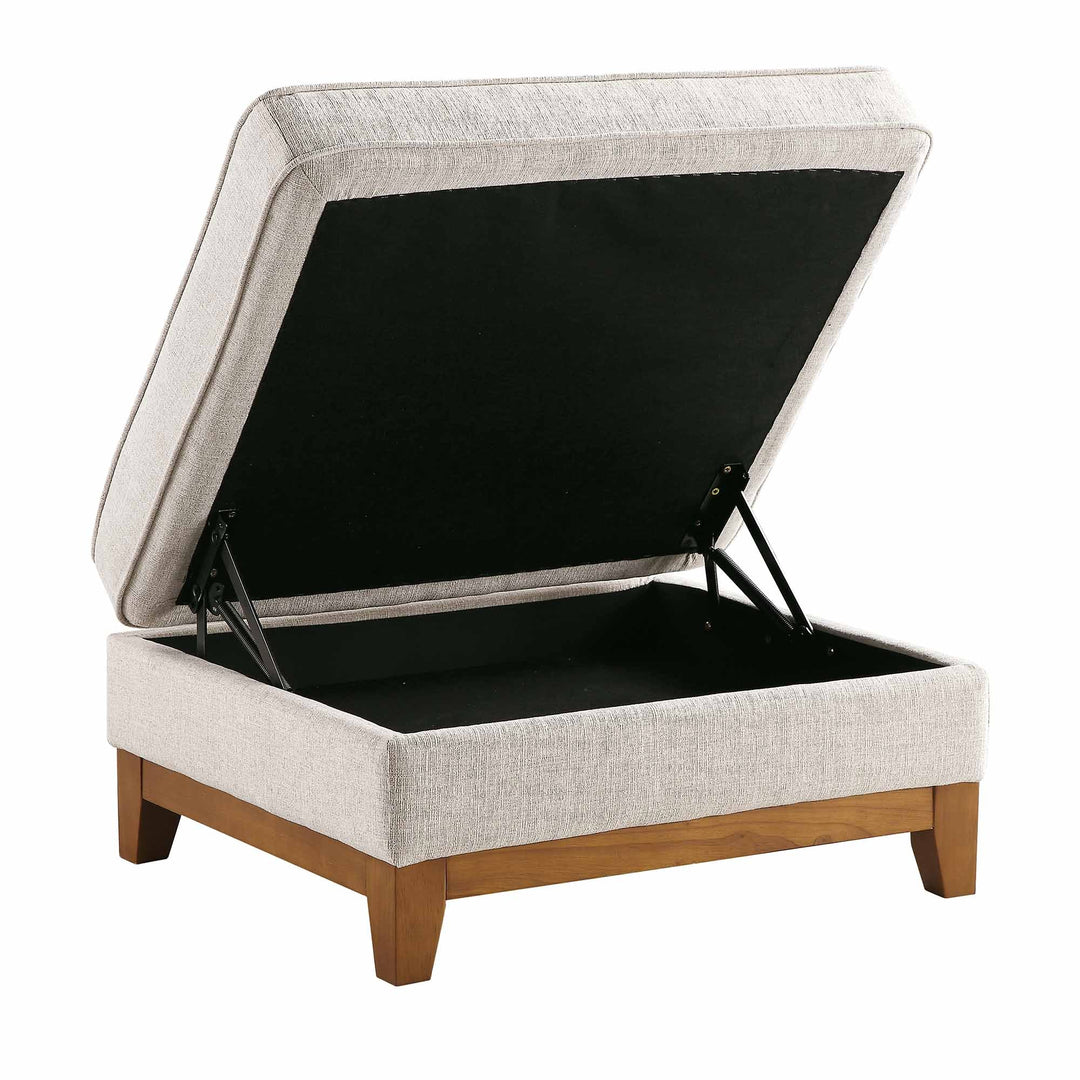Dipley Oatmeal Fabric Storage Footstool | daals.com