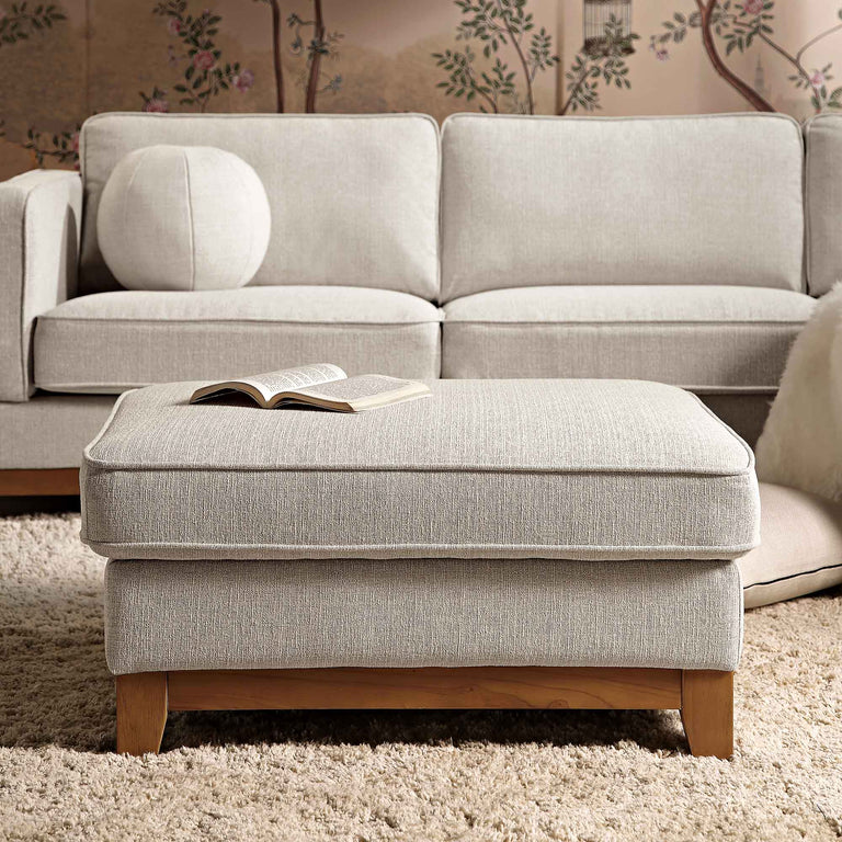 Dipley Oatmeal Fabric Storage Footstool | daals.com