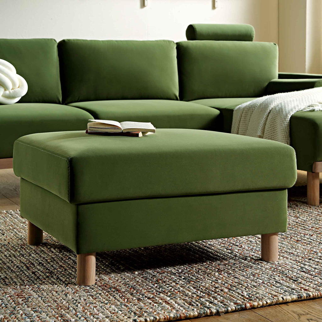 Timber Fern Green Velvet Storage Ottoman | daals.com