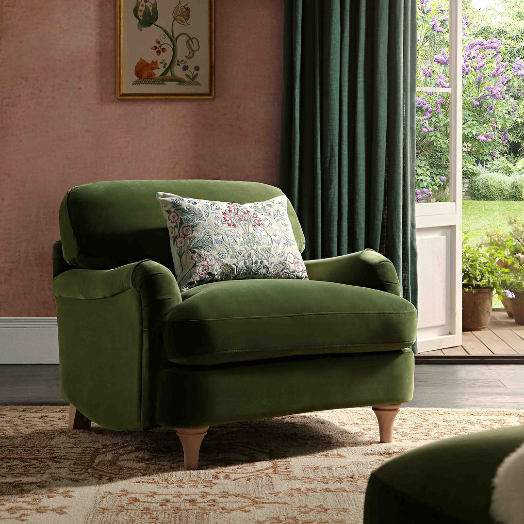 Daphnis Fern Green Velvet Sofa, 1-Seater | daals.com