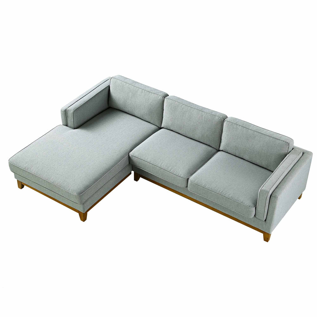 Dipley Sage Woven Fabric Sofa, Grande Chaise Sofa Left Hand Facing ...
