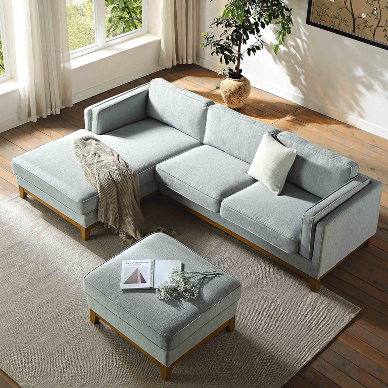 Dipley Sage Woven Fabric Sofa, Grande Chaise Sofa Left Hand Facing ...