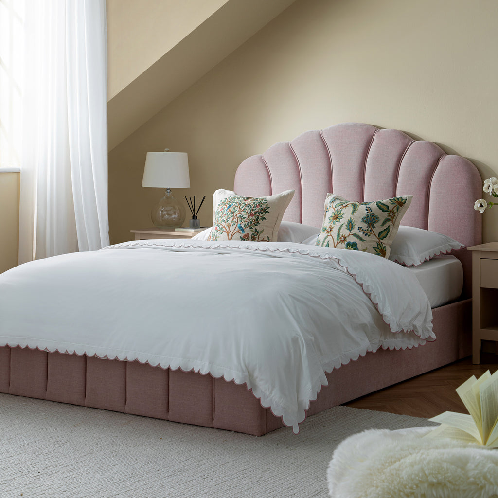 Hana Ottoman Storage Bed, Petal Pink Chenille | daals.com