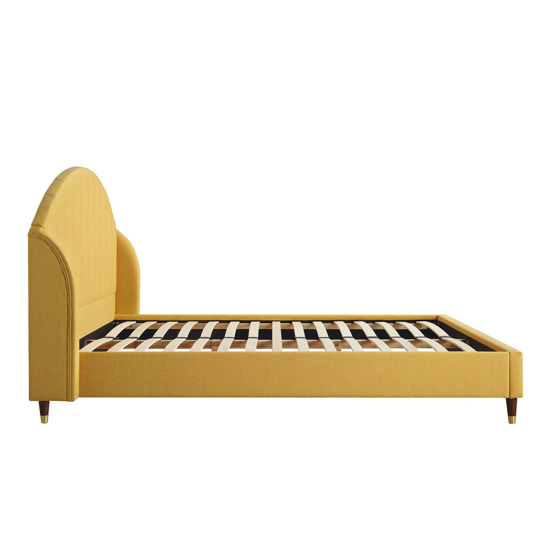 Eleanor Sunflower Yellow Fabric Upholstered Bed Frame with Domed Headb ...