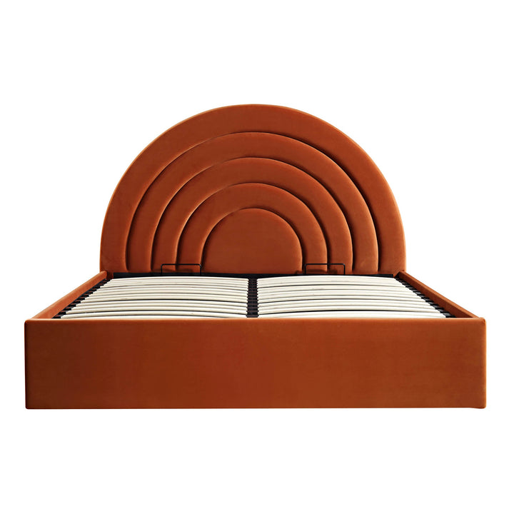 Archer Rust Velvet Ottoman Storage Bed | daals.com
