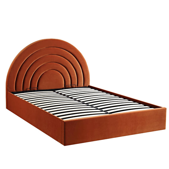 Archer Rust Velvet Ottoman Storage Bed | daals.com
