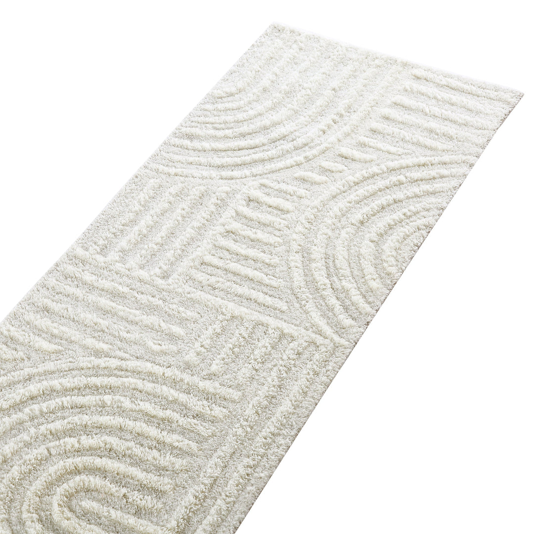 Geo Curve Cream Hand Tufted New Zealand Wool Runner | daals.com