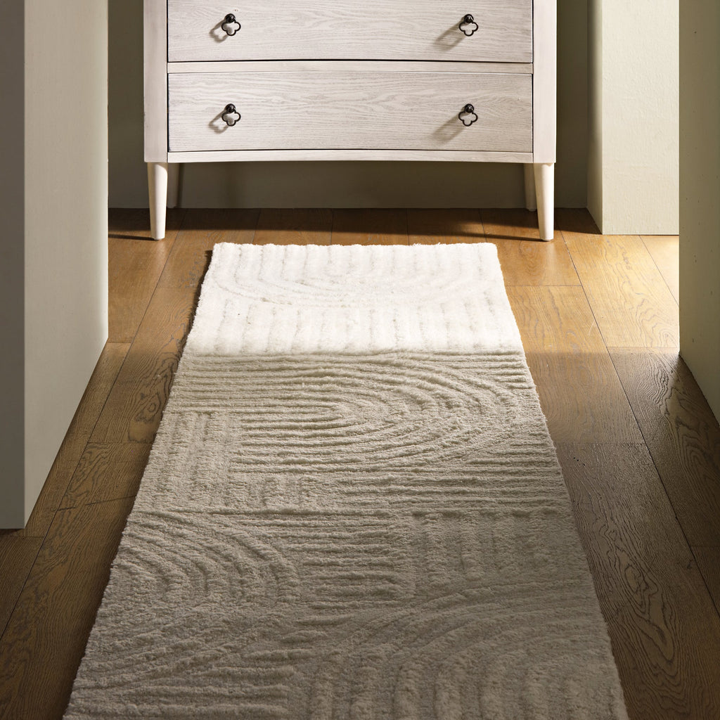 Geo Curve Cream Hand Tufted New Zealand Wool Runner | daals.com