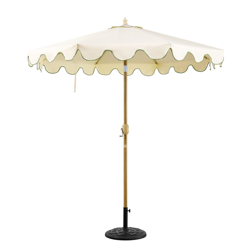 Beige 2.6M Octagonal Crank and Tilt Parasol with Grass Green Scalloped ...