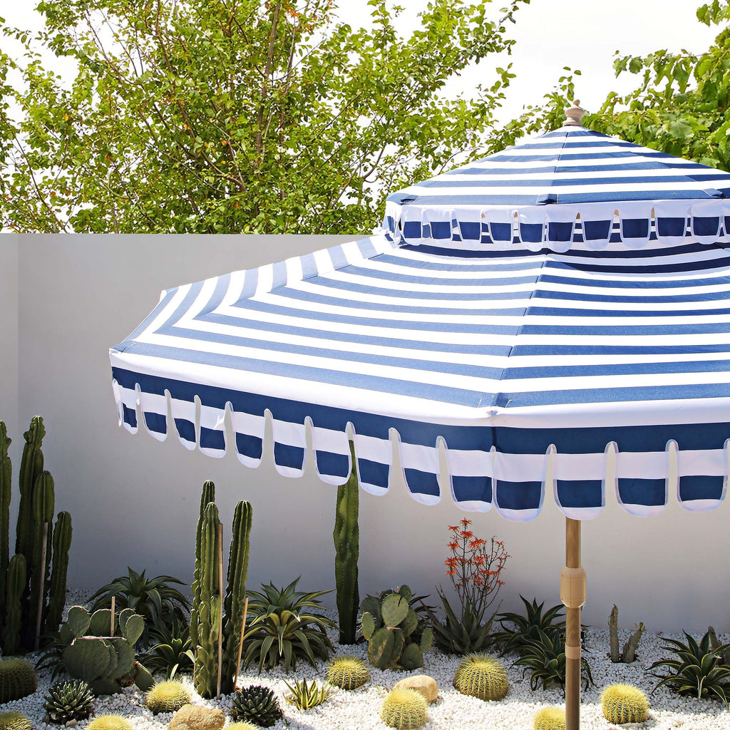 Fabienne Blue and White Striped 3M Double Top Crank and Tilt Parasol ...