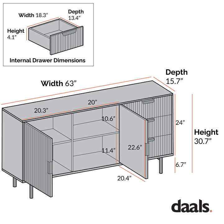 Richmond Ridged Large Sideboard, Matte Sage Green | daals.com