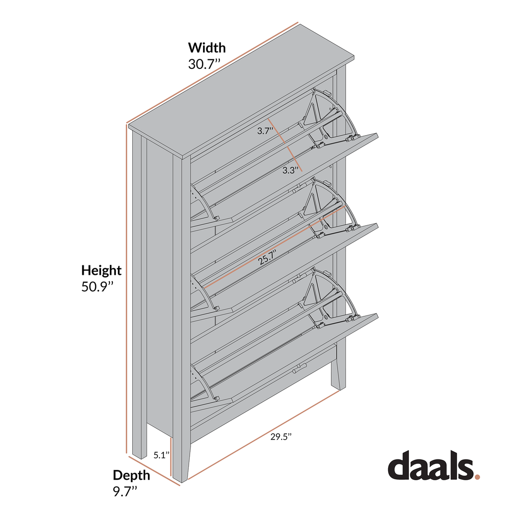 Oakham 3-Tier Shoe Cabinet, Olive Grove | daals.com