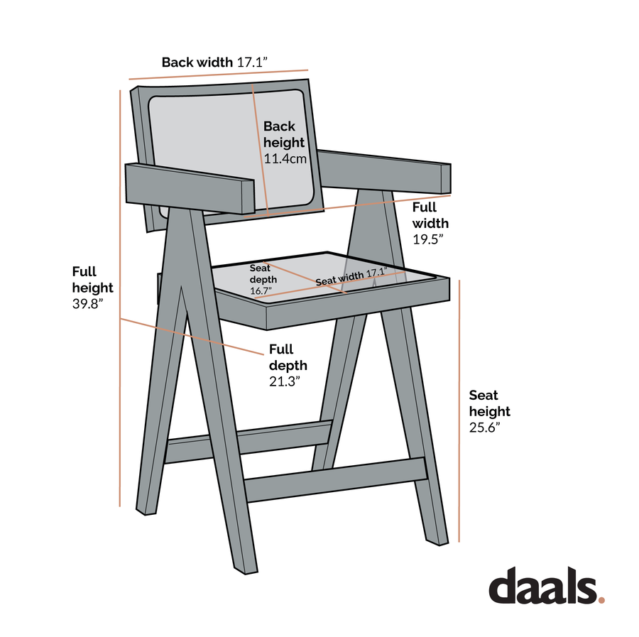 Jeanne Black Cane Rattan Solid Beech Wood Counter Stool | daals.com