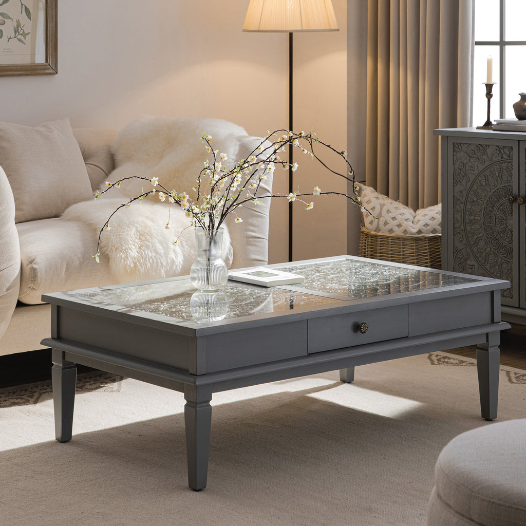 Chantilly Mid Gray Coffee Table with Drawers | daals.com