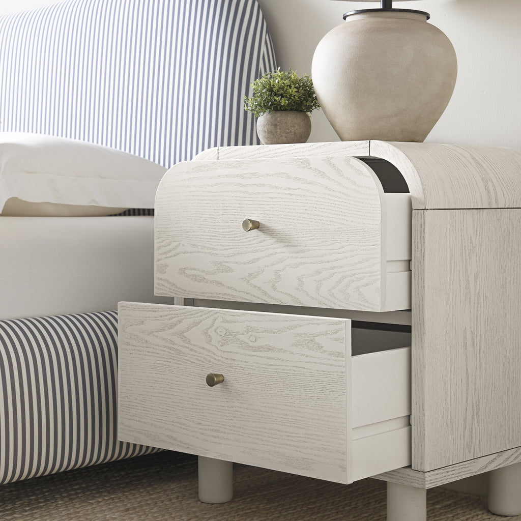 Maude 2 Drawer Nightstand, Washed White Ash | daals.com