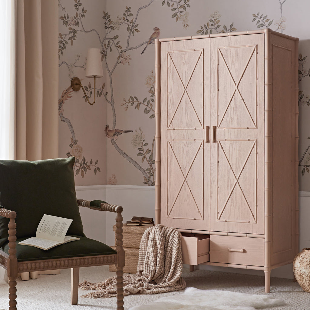 Elstowe Faux Bamboo Double Closet, Nude Pink | daals.com