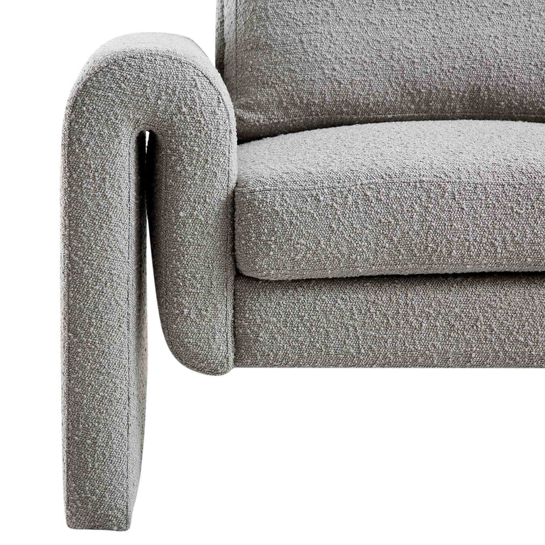 Hampstead Gray Boucle Curved Armchair | daals.com
