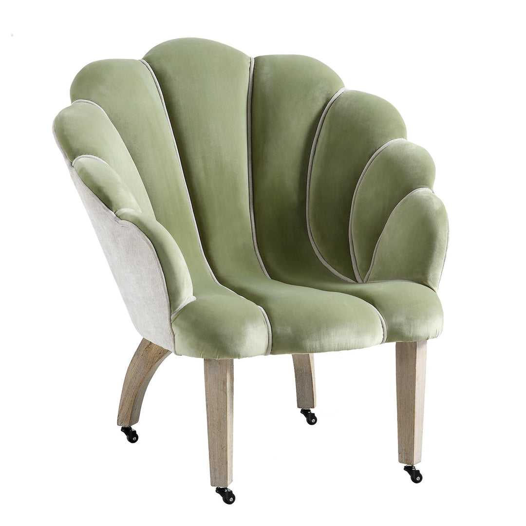 Barnard Scalloped Clam Chair, Lichen Velvet | daals.com