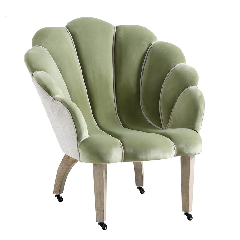 Barnard Scalloped Clam Chair, Lichen Velvet | daals.com