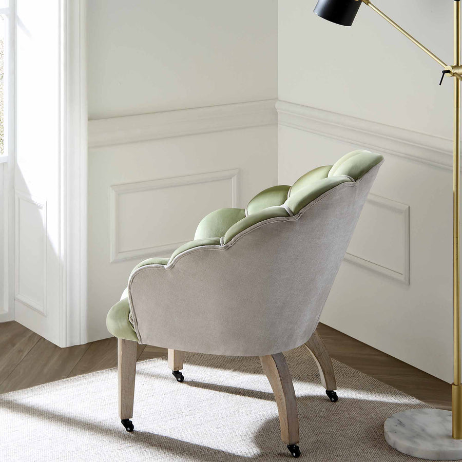 Barnard Scalloped Clam Chair, Lichen Velvet | daals.com