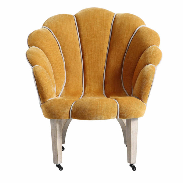 Barnard Scalloped Clam Chair, Mustard Chenille | daals.com